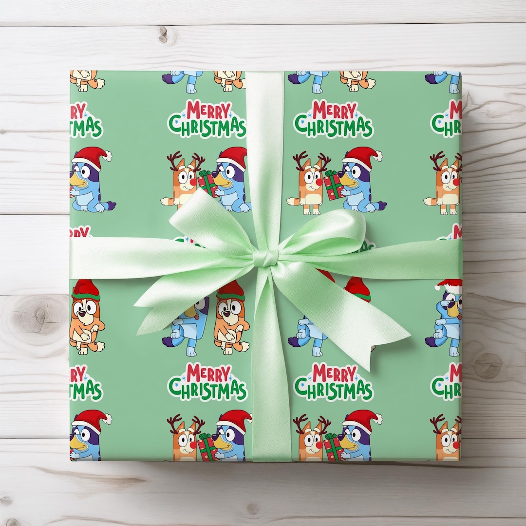 Bluey Christmas Paper; Bluey and Bingo, Bandit Heeler, Bluey Gift Wrap ...
