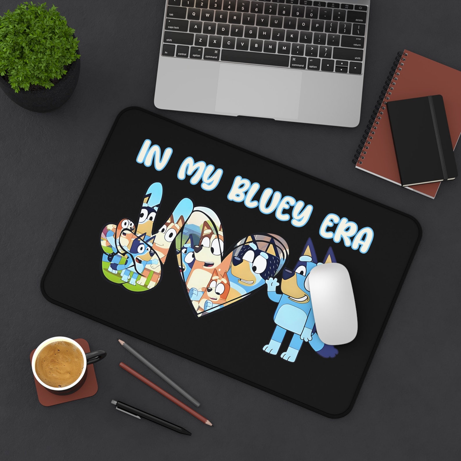 In My Bluey Era Desk Mat, Bluey Office Decor, Busy Mom, Bluey Life ...