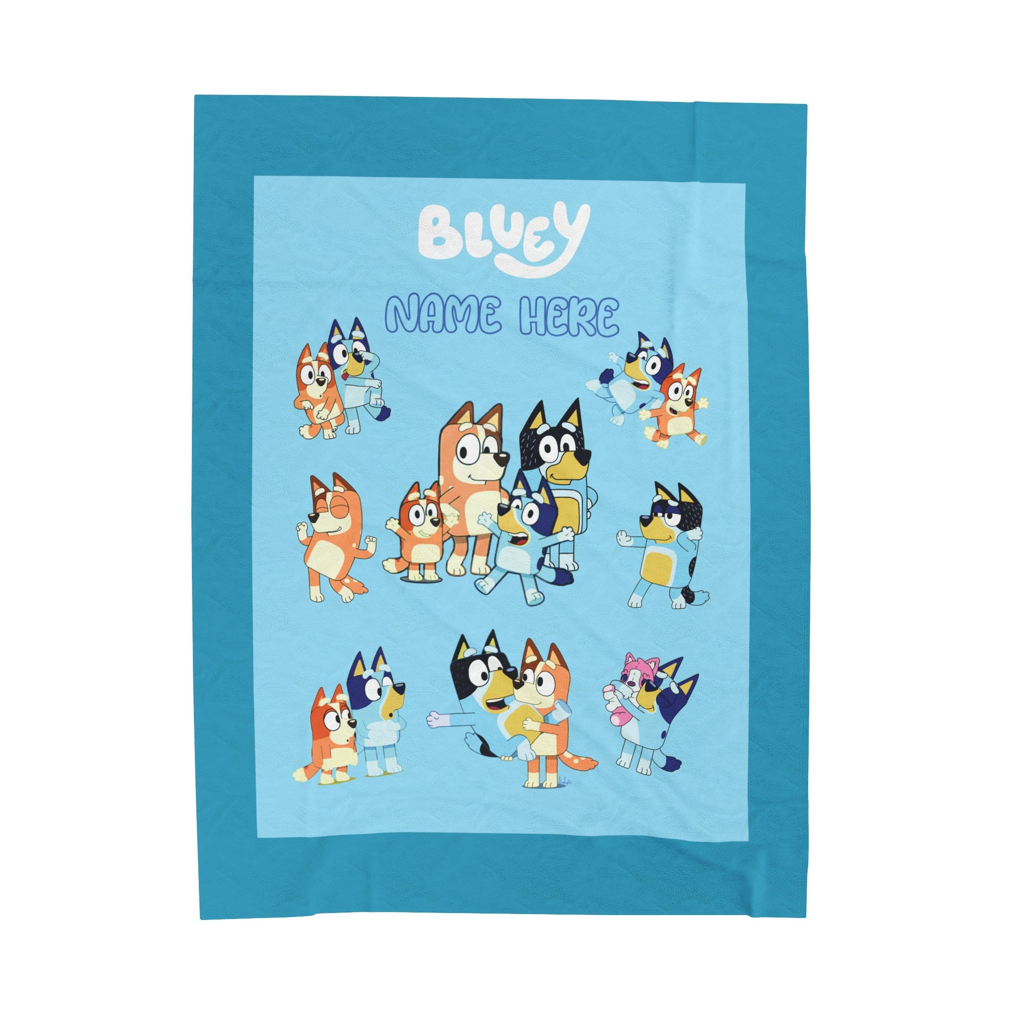 Personalized Name Bluey Velveteen Blanket, Bluey Decor, Bluey Kids ...