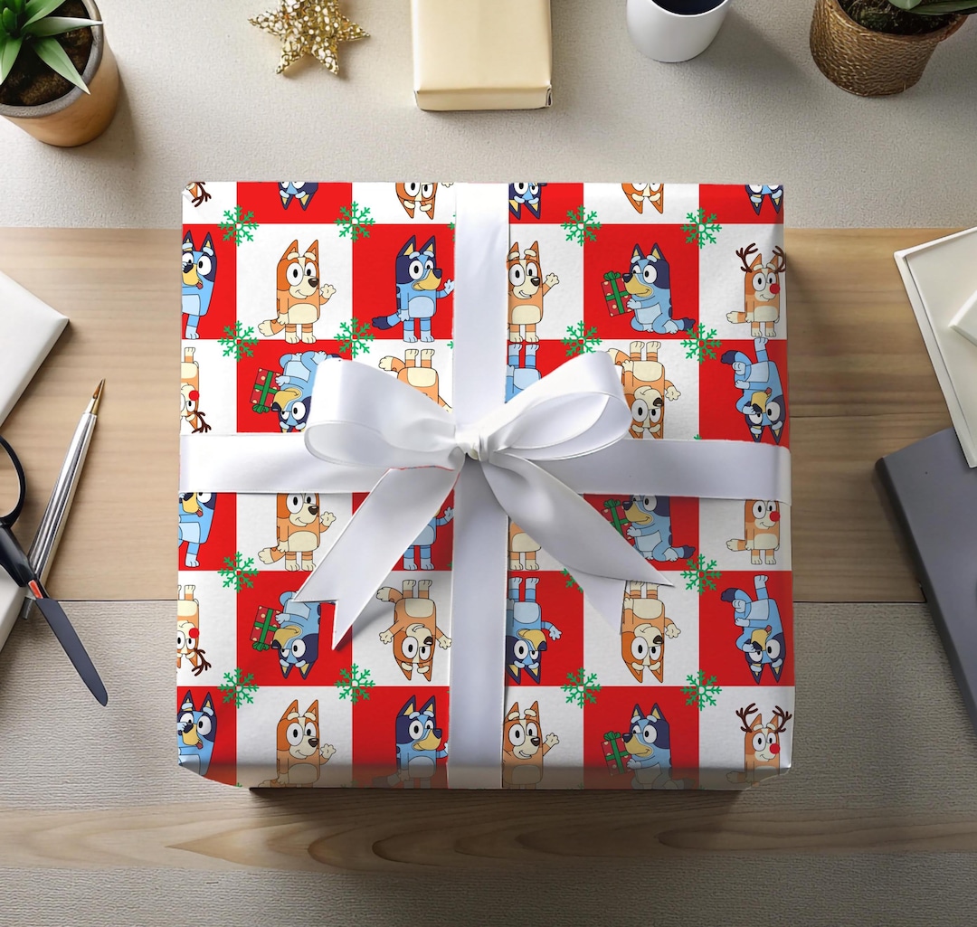 Bluey Christmas Wrap; Bluey and Bingo, Bluey Character, Bluey Gift Wrap ...