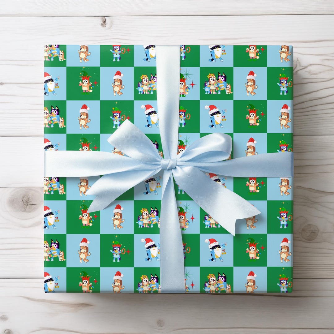 Bluey Christmas Wrapping Paper, Bluey and Bingo Paper, Bluey Family ...