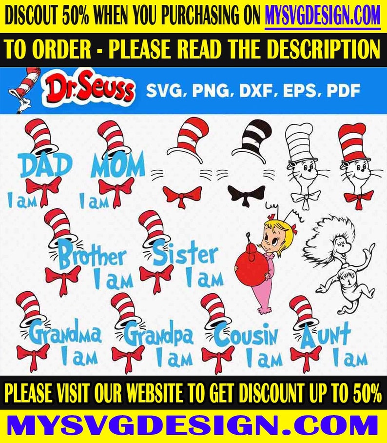 100 Dr Seuss Svg Bundle, Dr Seuss Svg Mega Bundle Cat in the Hat SVG ...