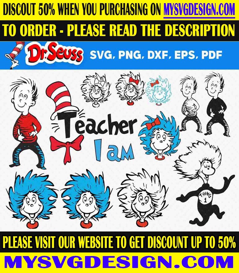 100 Dr Seuss Svg Bundle, Dr Seuss Svg Mega Bundle Cat in the Hat SVG ...