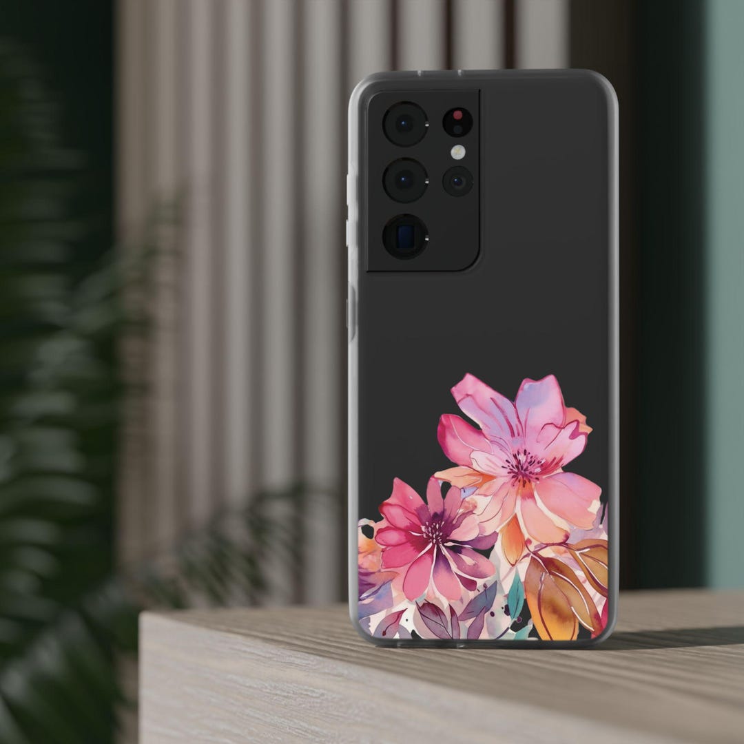 Pink Floral Flexi Cases for Nature Lovers, Clear Phone Covers, Flexible ...