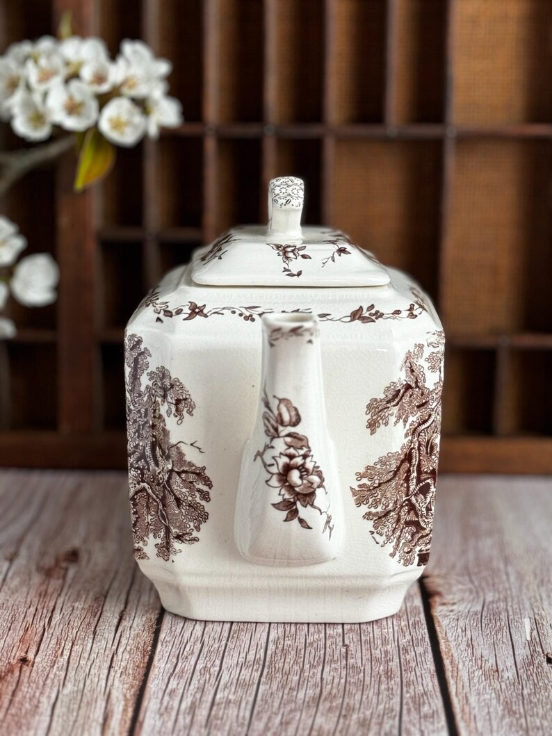 Vintage Mason's Watteau Brown Ironstone China Teapot - Etsy