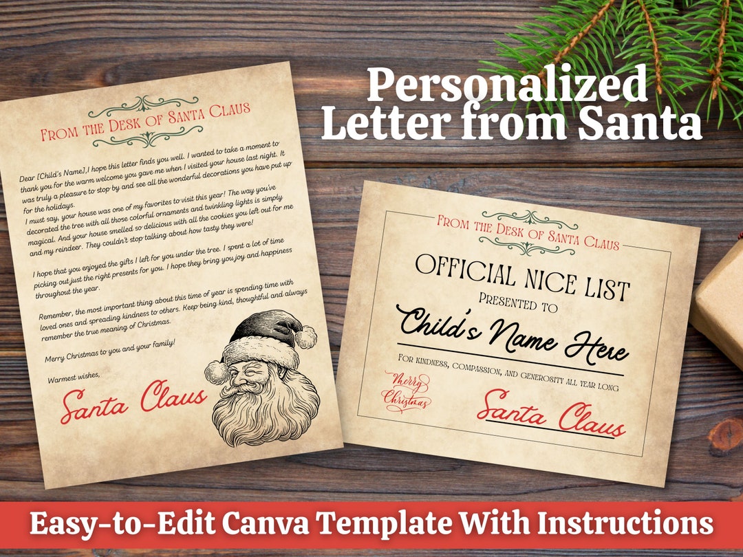 Editable Canva Bundle Letter From Santa and Nice List - Etsy