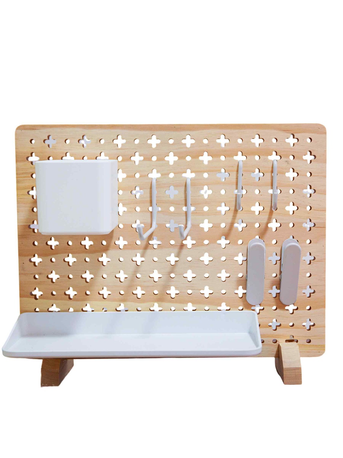 Wooden Desk Pegboard Desk Organizer Living Room Shelf Home Office Desk ...