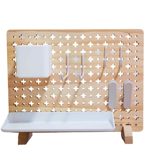 Wooden Desk Pegboard Desk Organizer Living Room Shelf Home Office Desk ...