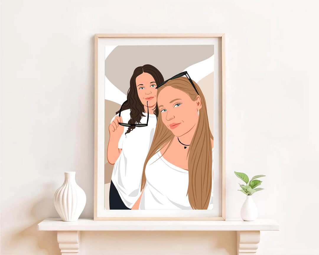 Custom Best Friend Portrait, Christmas Gift for Best Friend, Faceless ...