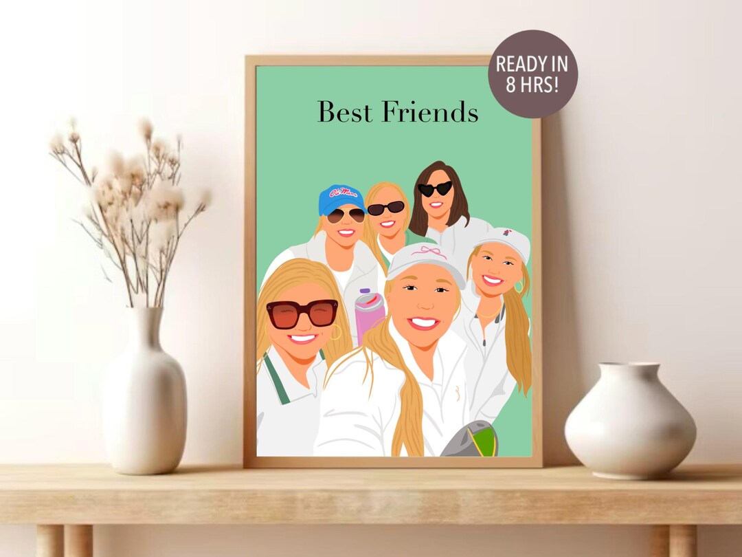 Best Friend Portrait, Custom Portrait, Birthday Gift for Friend ...