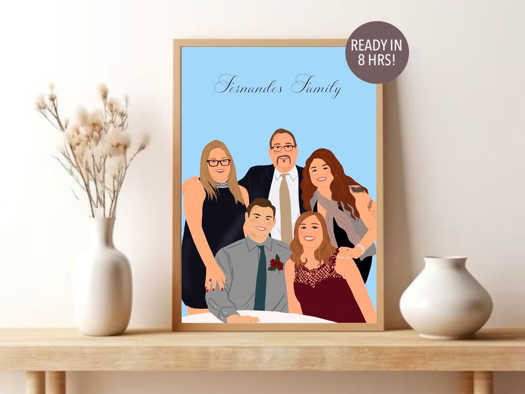 Cartoon Family Portrait, Custom Portrait, Personalized Family Gift ...