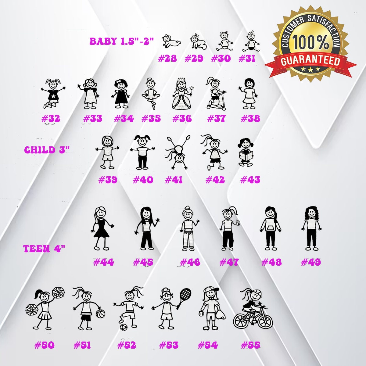 Customizable Stick Figure My Family Car Decal Sticker for Car Window ...