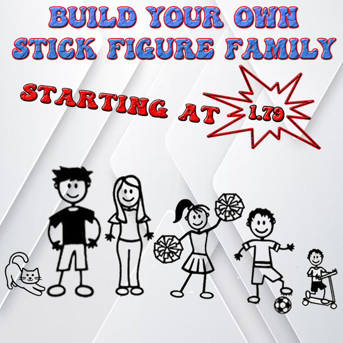 Customizable Stick Figure My Family Car Decal Sticker for Car Window ...