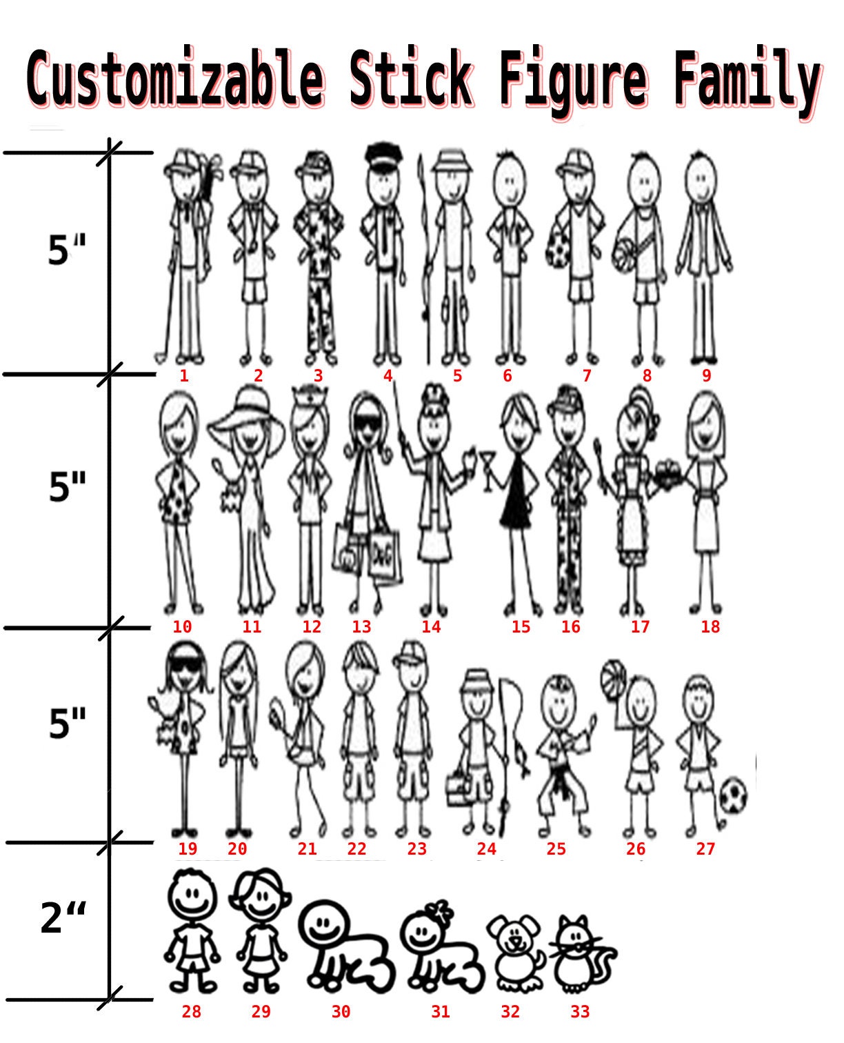 Create Your Own Stick Figure Family Vinyl Decal/sticker. - Etsy