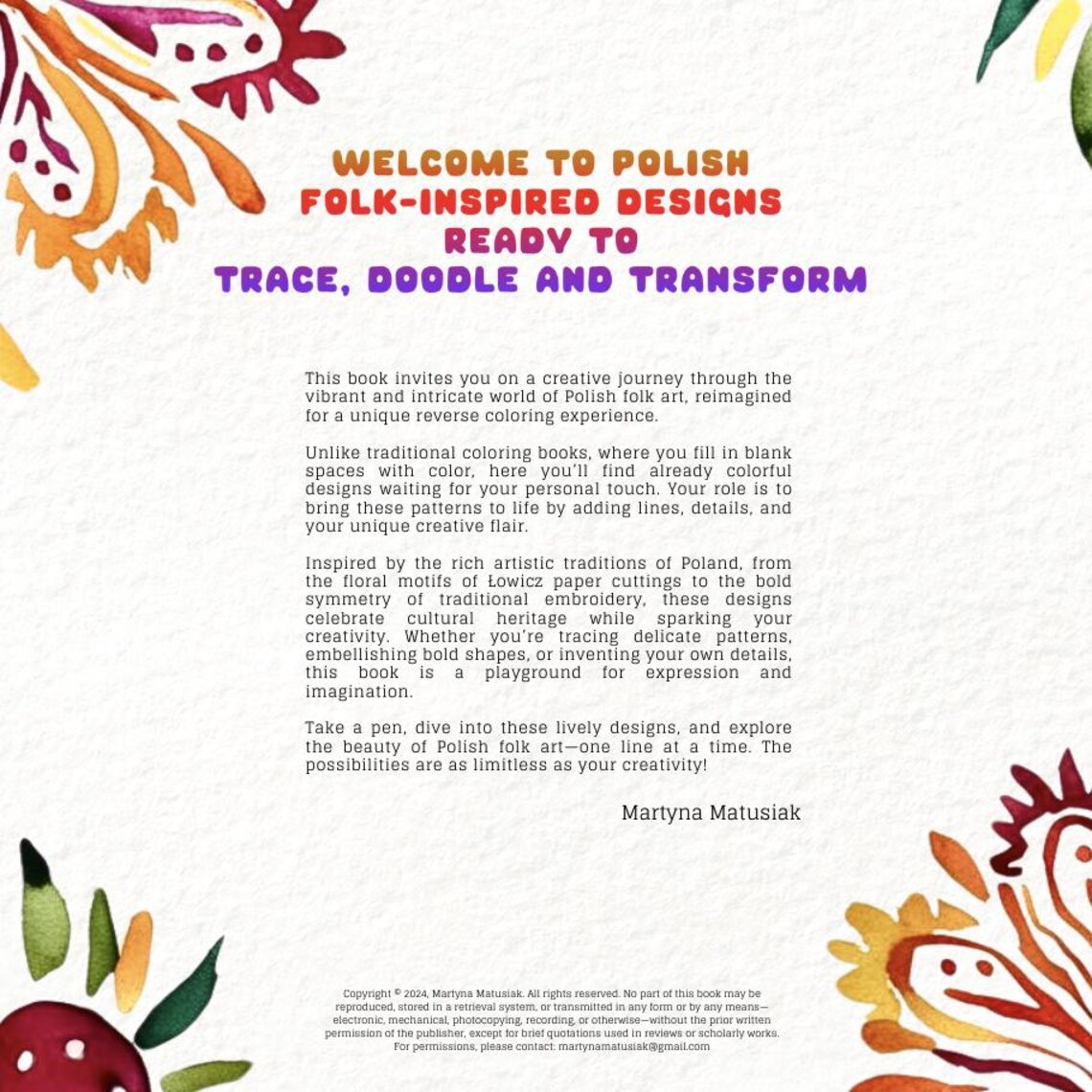 Polish Folk-inspired Designs to Trace and Transform. Reverse Coloring ...