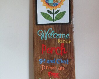 Hand Painted Wood Porch Welcome Sign - Etsy