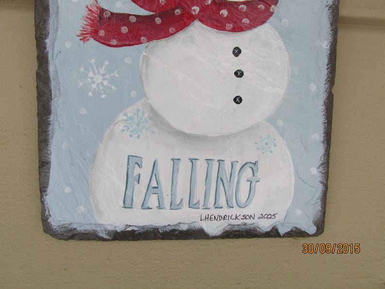 Painted Roof Slate Snowman Snow is Falling - Etsy