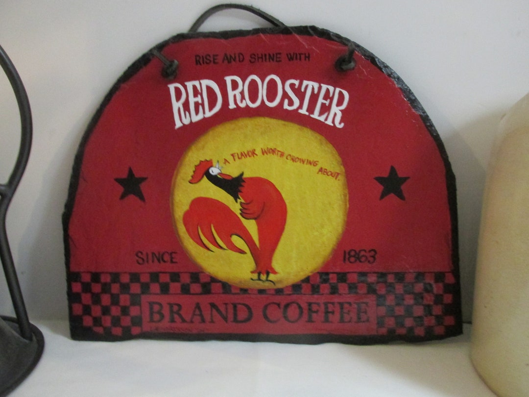 Slate Hand Painted Red Rooster Sign - Etsy
