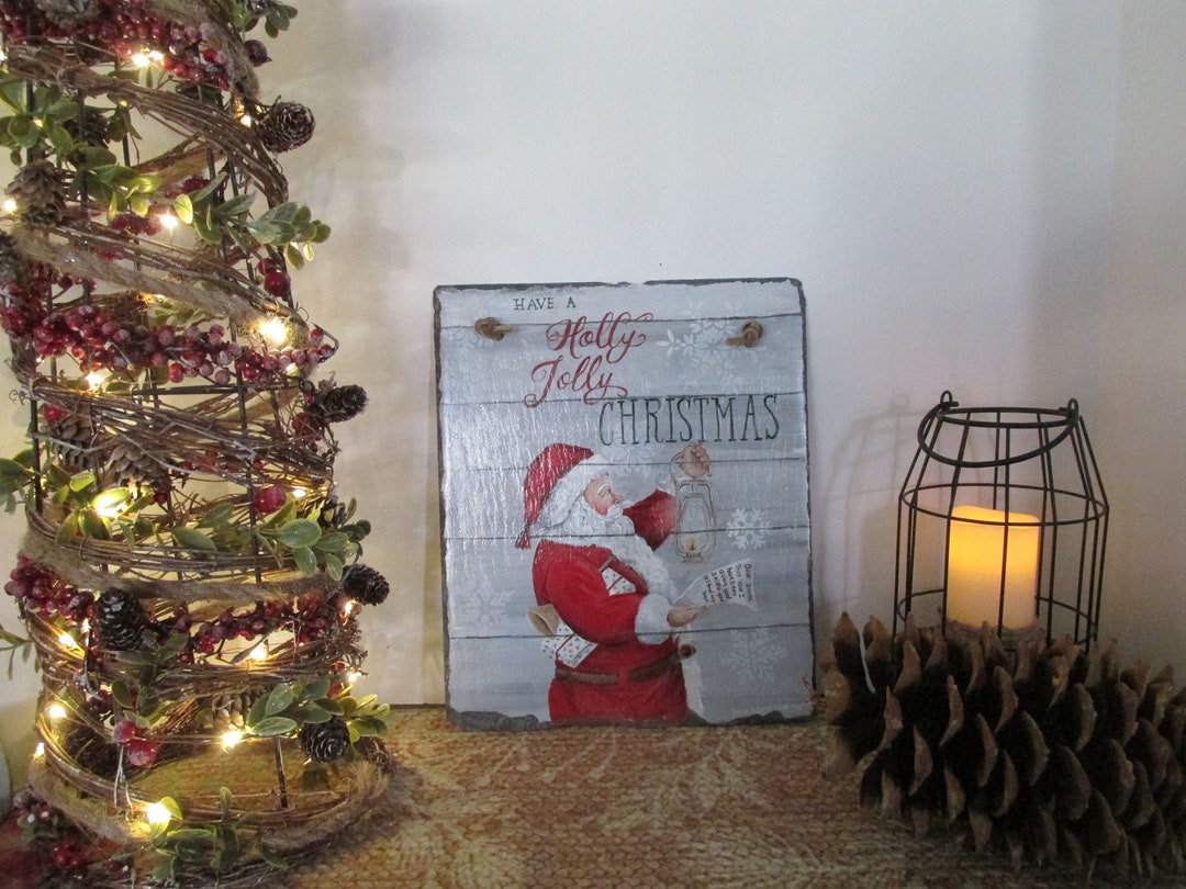 Hand Painted Santa Claus Slate have a Jolly - Etsy