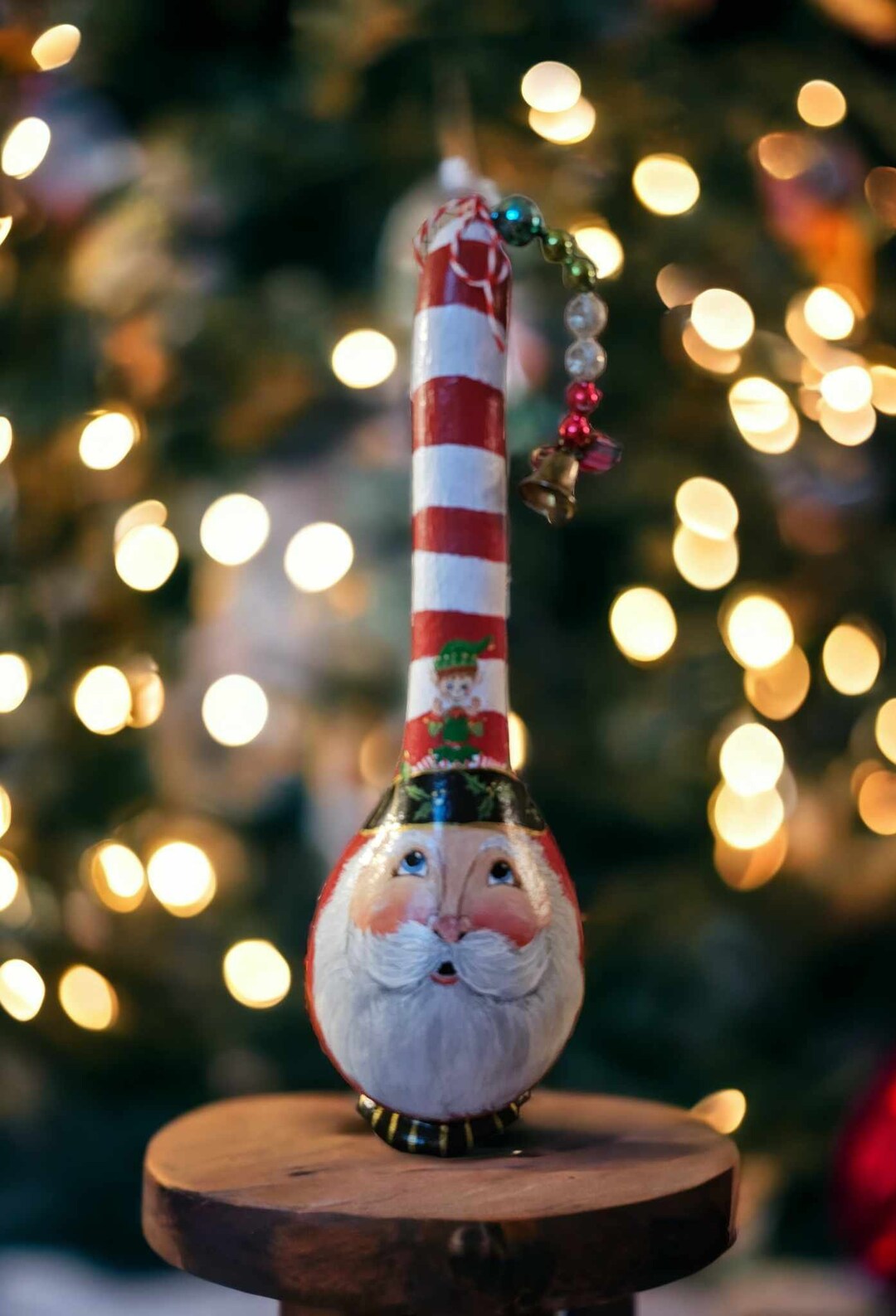 Hand Painted Santa Claus With Elf Gourd - Etsy