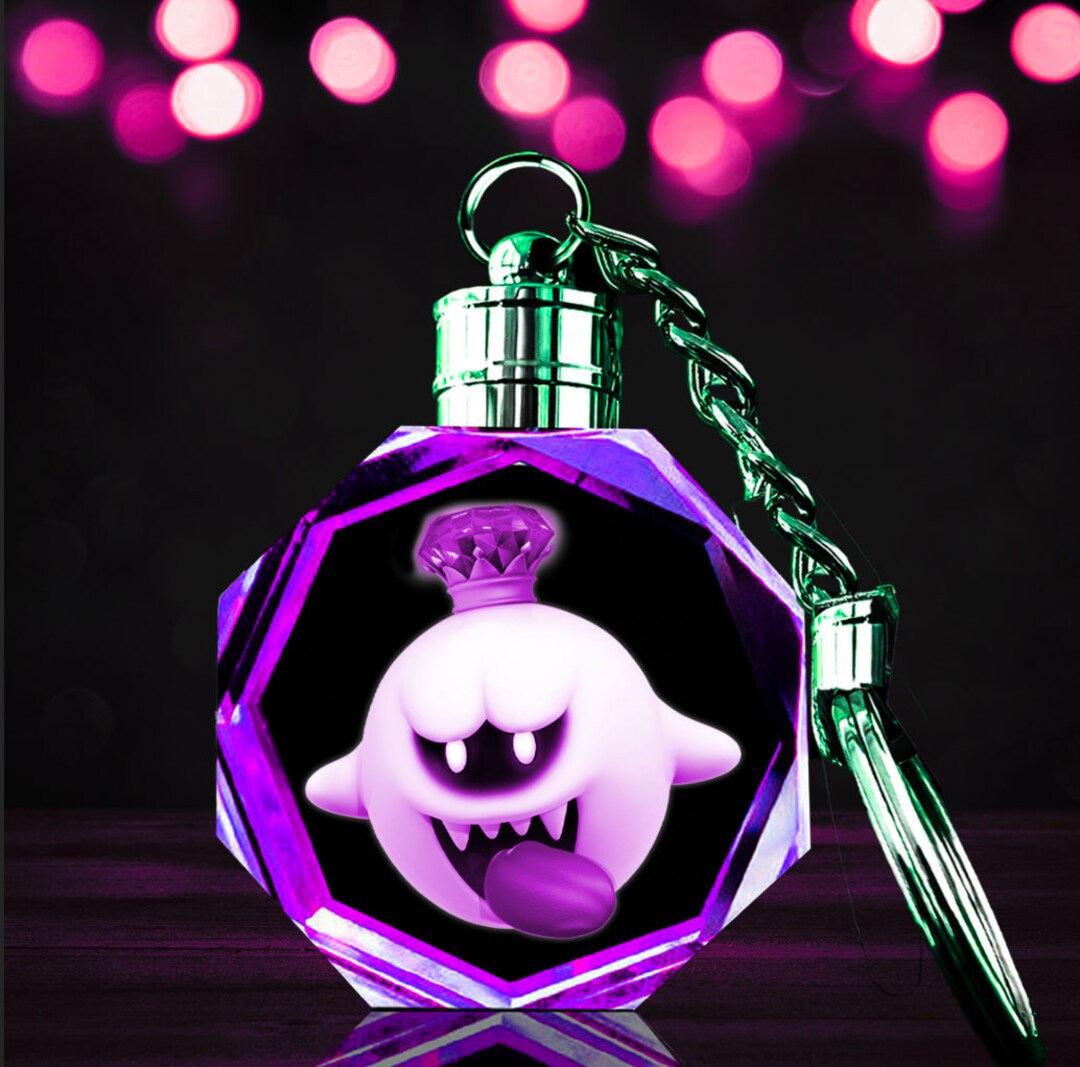 Custom and Personalized Keychain King Boo LED Color Changing K9 Crystal ...