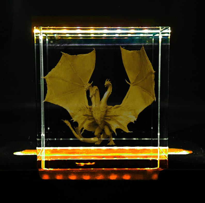 King Ghidorah 3D Laser Engraved Color Changing Game Light Gift Box ...