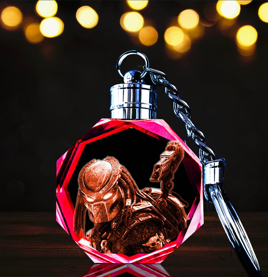 Predator AVP Customized LED Color Changing K9 Crystal Keychain Night ...