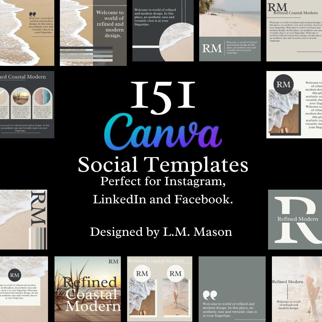 150 Social Canva Templates- Refined Coastal Modern- Perfect for ...