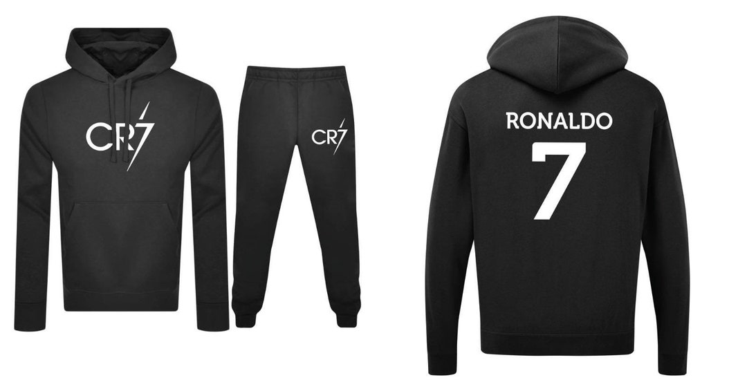 Boys CR7 Hoodie Tracksuit Ronaldo Football Gift Kids Front & Back Print ...