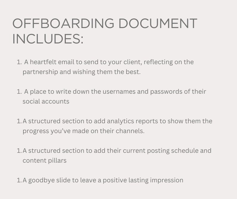 Client Offboarding Template: PDF File for Social Media Managers ...