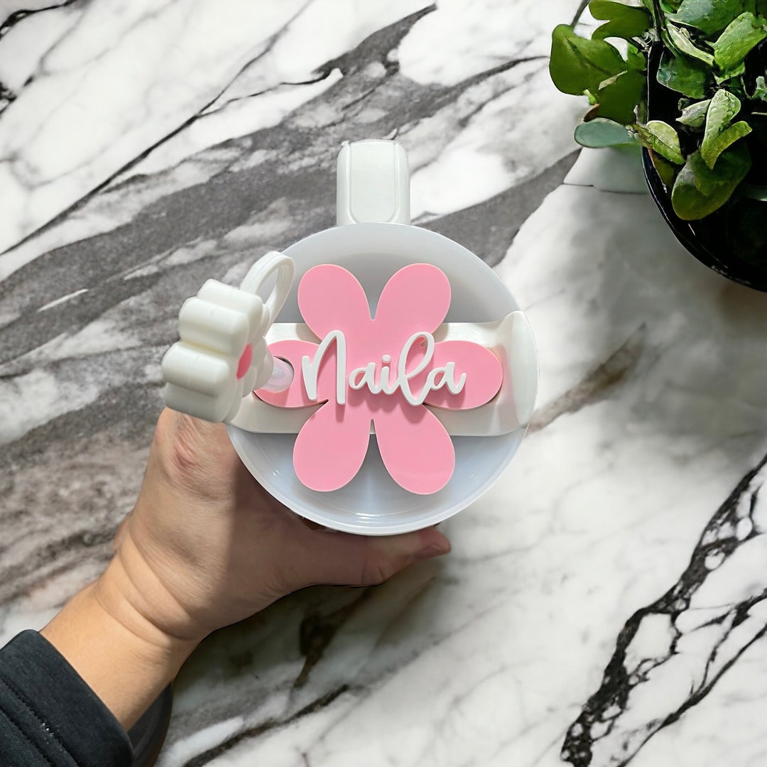 Stanley Cup Topper I Flower Topper I Custom Name Topper I Tumbler ...