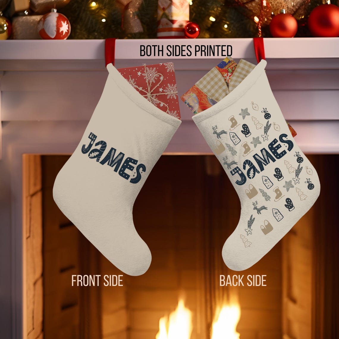 Elegant Nordic Christmas Stocking Scandinavian Xmas Gift Norwegian ...