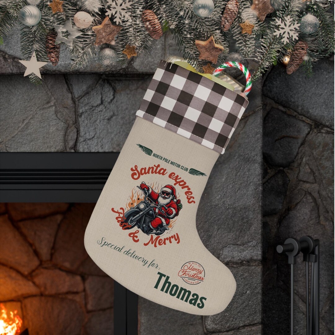 Christmas Stocking Motorcycle Custom Stocking Names, Motorcycle ...