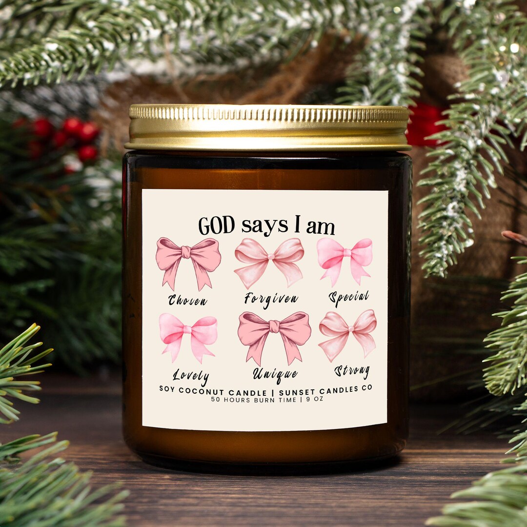 Christian Candle Positive Affirmations Gift Girly Candle Pink Bow Gift ...