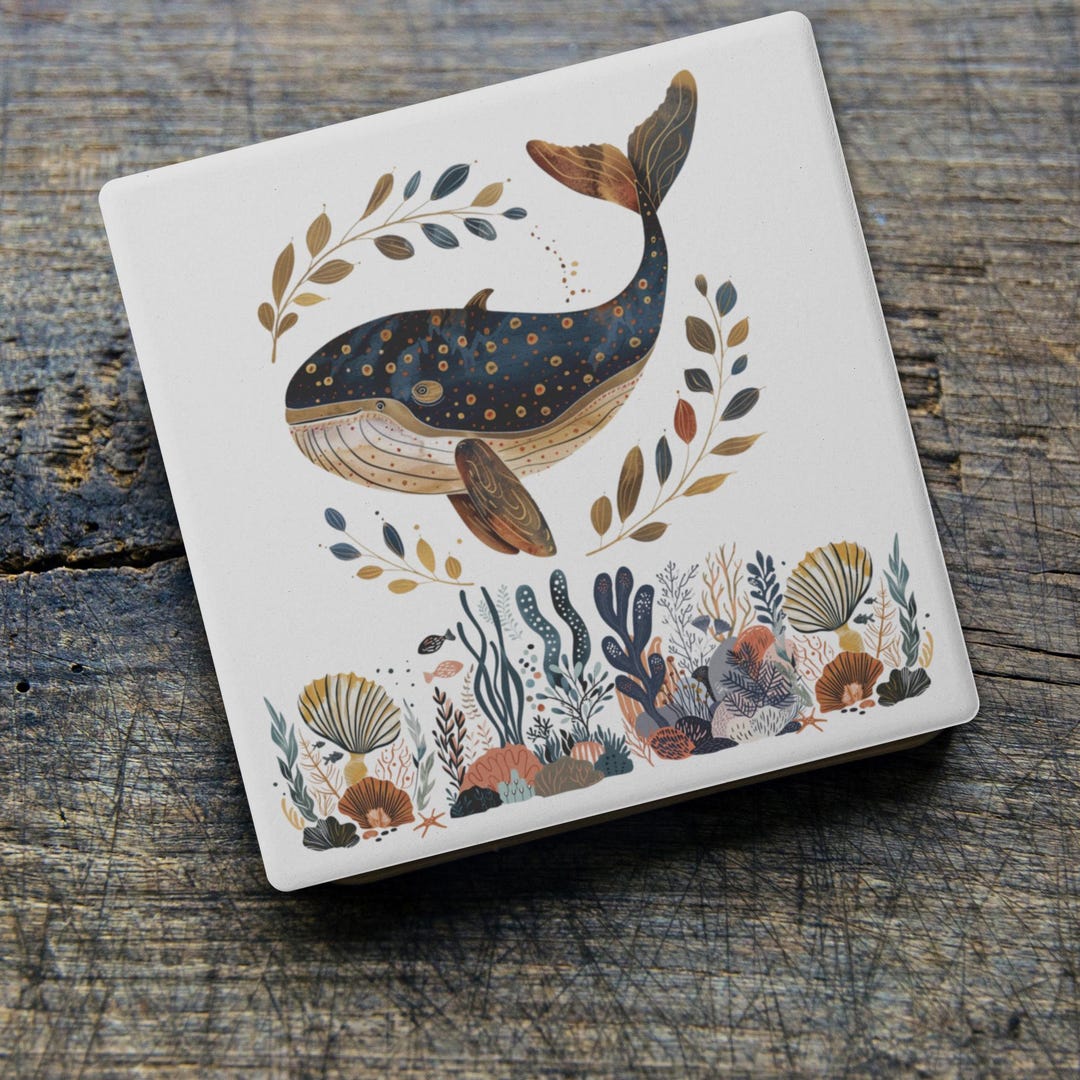 Beach Coasters Whale Sea Life Stone Coasters Oceans Themed Set of ...