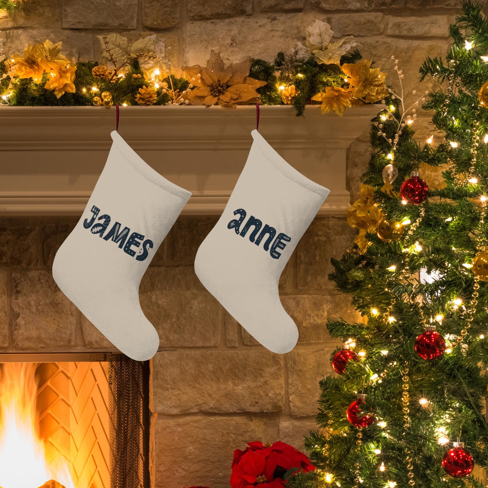 Elegant Nordic Christmas Stocking Scandinavian Xmas Gift Norwegian ...