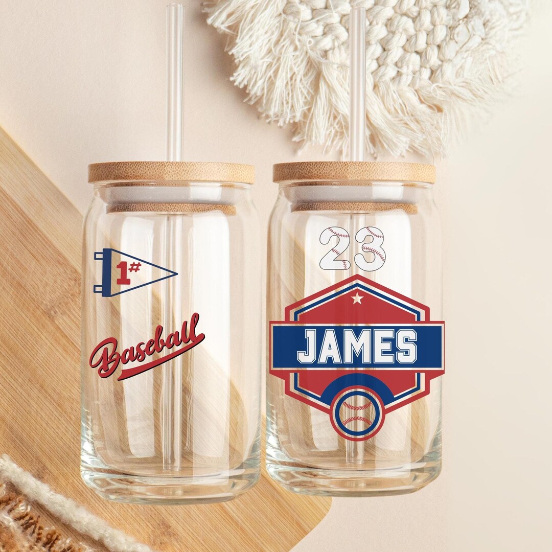 Custom Baseball Glass Cup, Personalized Team Number Tumbler, Thank You ...