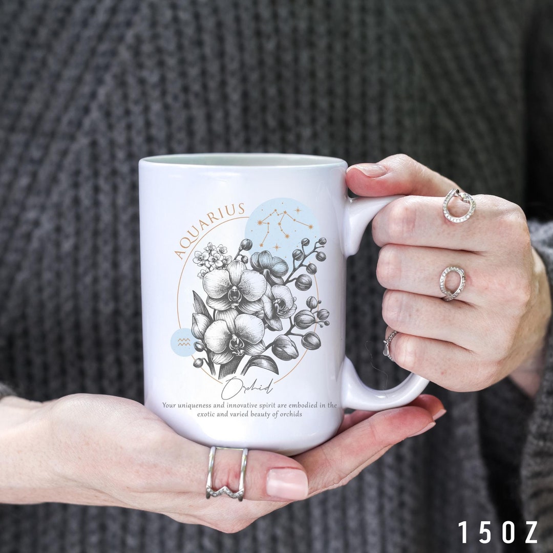 Zodiac Sign Birth Flower Mug Gift Zodiac Sign Coffee Mug Celestial Gift ...