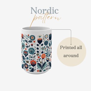 Scandinavian Flower Mug Nordic Coffee Mug Gift Hot Cocoa Mug Folk Art ...