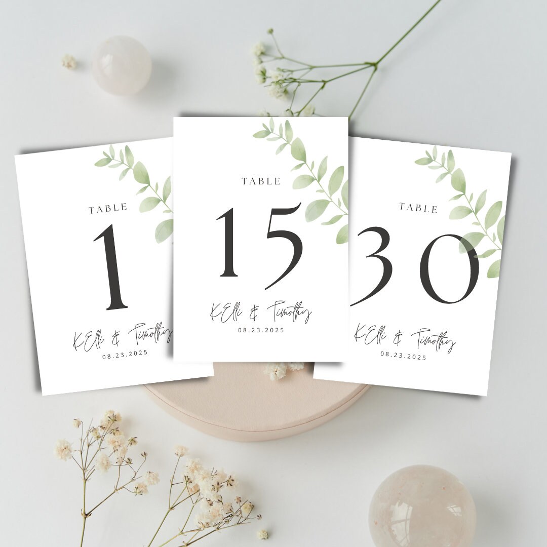 Wedding Table Numbers, Printable Table Numbers, Bridal Shower ...