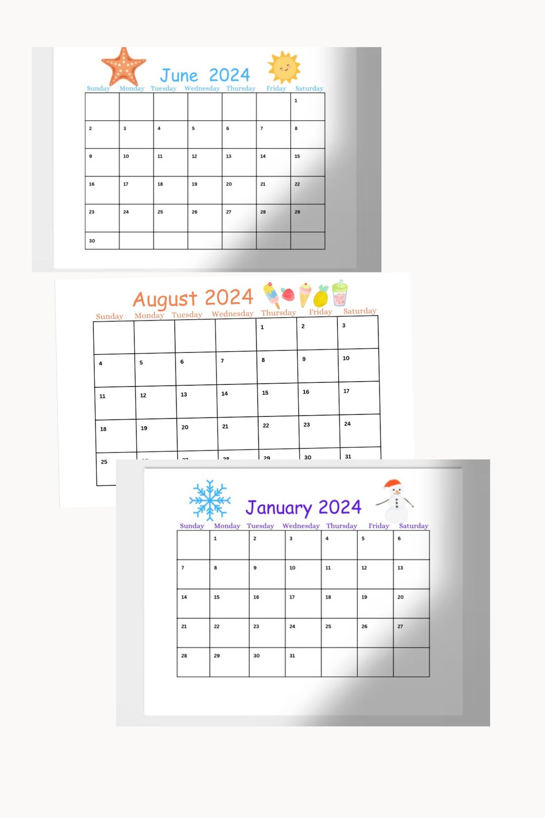 Monthly Seasonal Calendar Student Planner Digital Download Printable ...