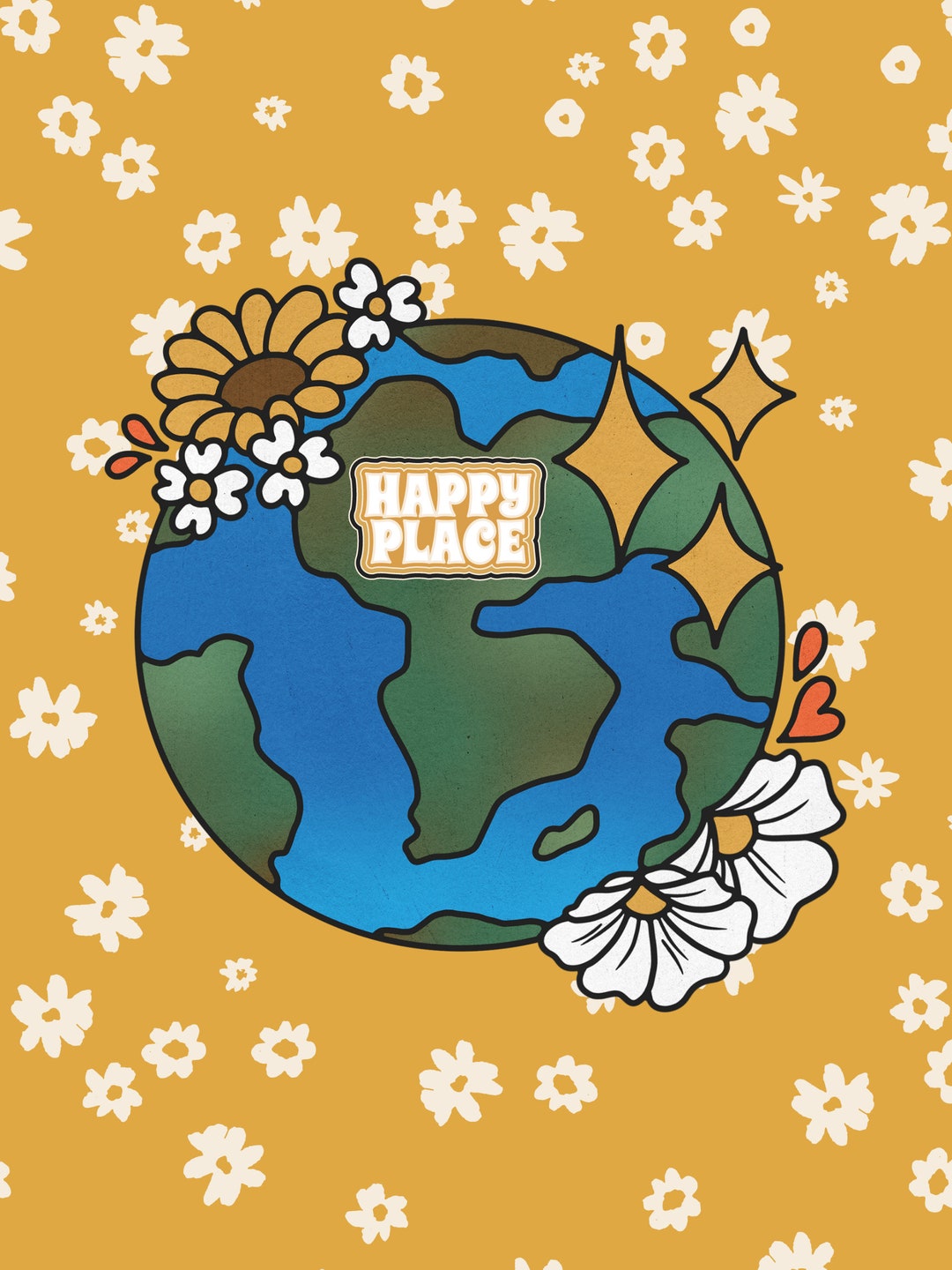 Retro Earth Poster - Etsy