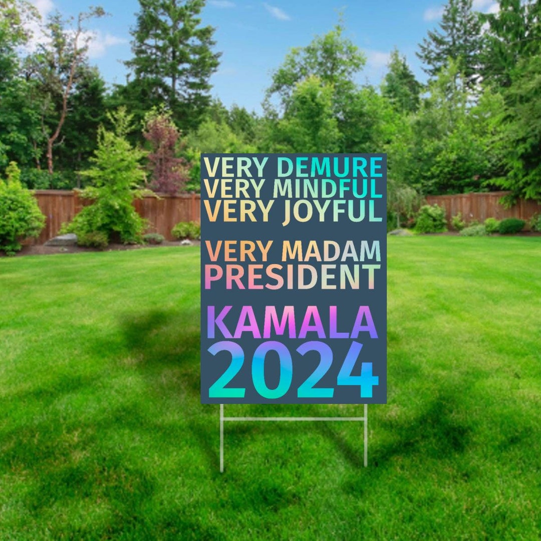 Very Demure Harris Walz 2024 Yard Sign Minimalist Black and White ...