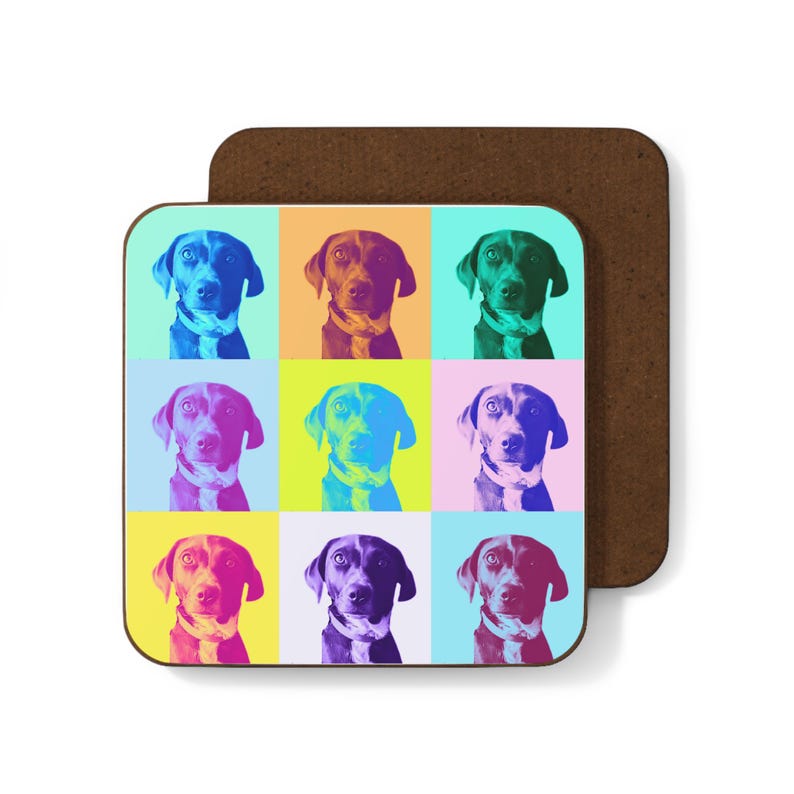 Custom Dog Pop Art Coasters Personalized Pet Gift Sets of 4, 6, 8, 10 ...