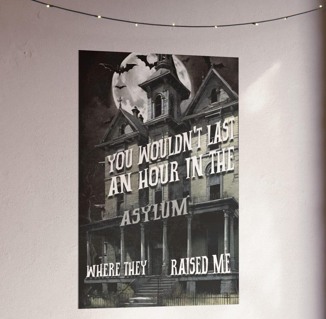 Asylum Poster Lyric Wall Art Gothic Home Decor Matte Vertical Posters ...