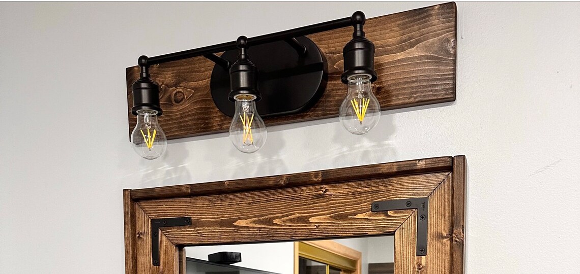 3 -light Vanity Fixture, Industrial Lighting, Open Bulbs Light ...