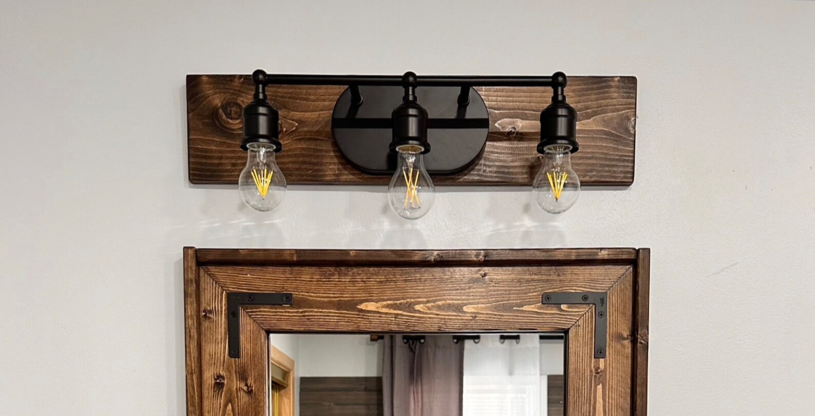 3 -light Vanity Fixture, Industrial Lighting, Open Bulbs Light ...