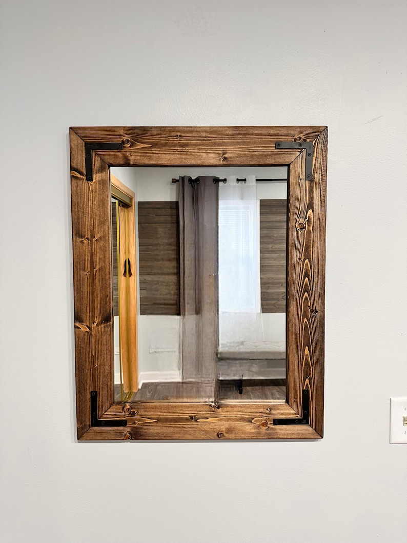 Mirror, Wood Framed Mirror, Farmhouse Style, Natural Rustic, Bathroom ...