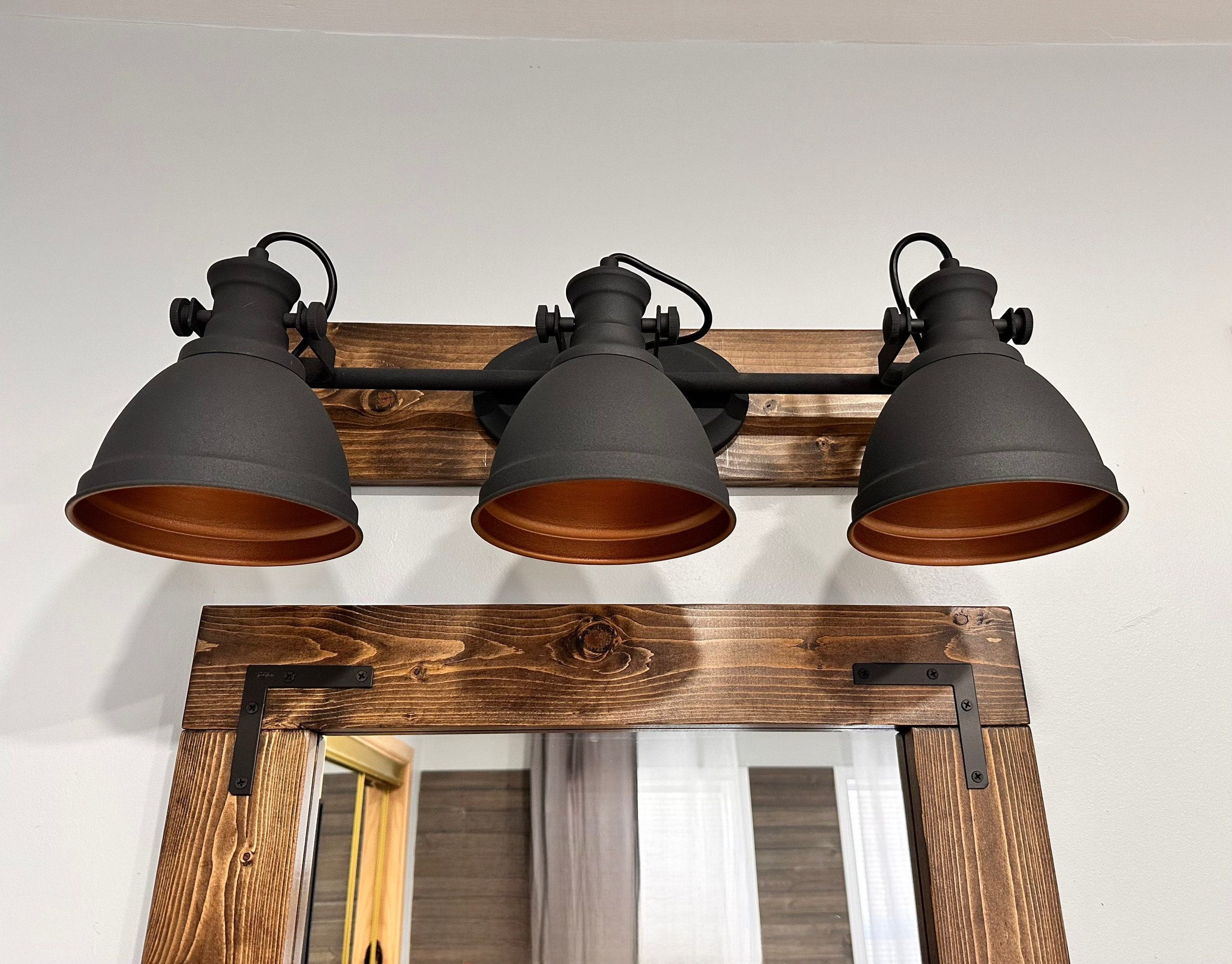 Set of Mirror and Light,rustic Bathroom Farmhouse Set,vanity Bathroom ...