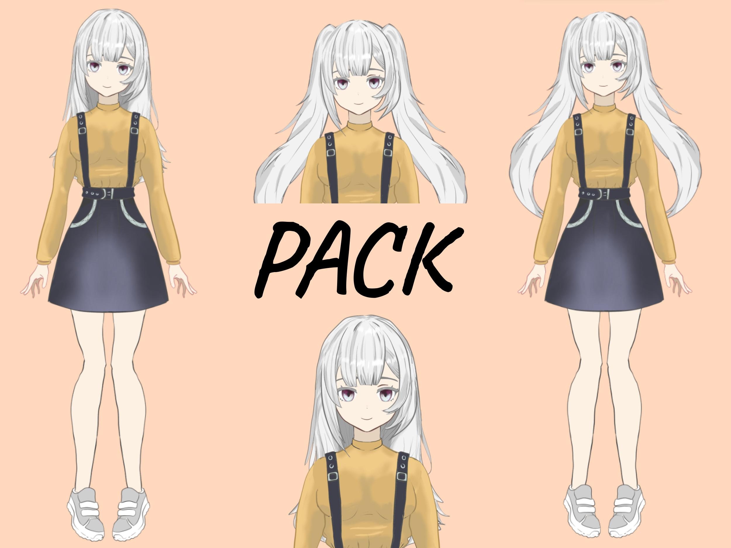 PACK 2 Full Body Premade Vtuber Model, Live 2d Vtuber Model Anime Cute ...
